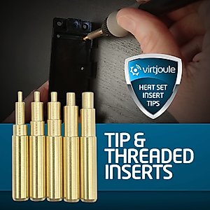 Virtjoule Heat Set Insert Tips for Sizes M2, M2.5, M3, M4, and M5 - Soldering Iron Tips for 3D Printer Users, 3D Printing Accessories Compatible with Hakko FX-888D and Weller SP40NKUS Soldering Irons