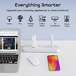 Geeni Surge 6-Outlet Smart Extension Cord, Surge Protector and Cord Extender, Works with Alexa, Google Assistant, Requires 2.4 GHz WiFi, 3 Feet