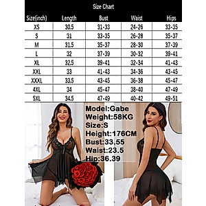 Avidlove Women Lingerie Lace Babydoll V Neck Sleepwear Strap Chemise Black XL