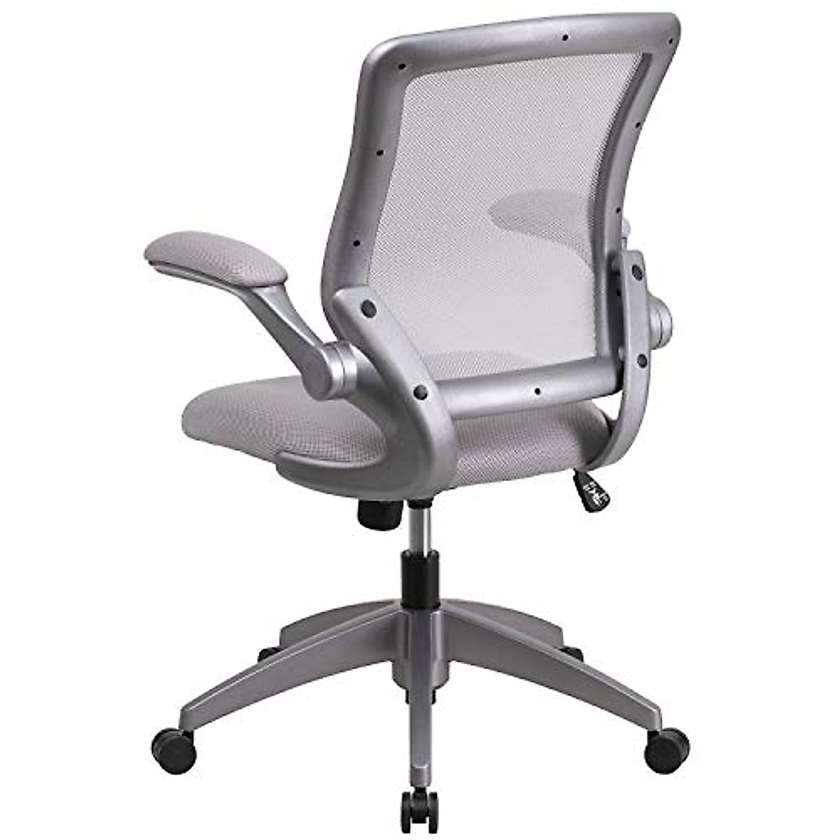Flash Furniture Kale Mid-Back Gray Mesh Swivel Ergonomic Task Office Chair with Gray Frame and Flip-Up Arms