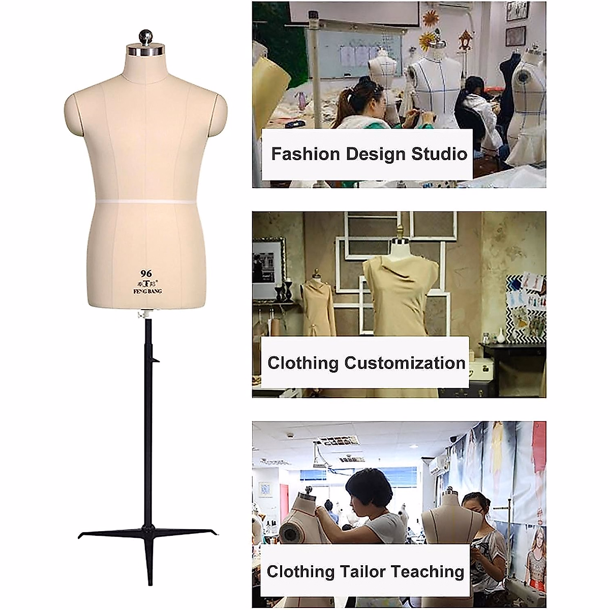 lyf Plus Size Sewing Male Mannequin Torso with Tripod Stand, Mens Dressmakers Manikin Body, for T-Shirts/Jackets Teaching Dress Forms ( Size : XXXL 110 )