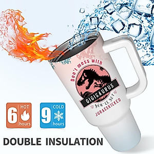 Gigi Tumbler Gift for Gigi For Mother's Day from Grandkids Gigis Gifts from Granddaughter Grandson - 40oz Funny Tumbler Dinosaur Cup -Unique Birthday Baby Christmas gifts for Gigis