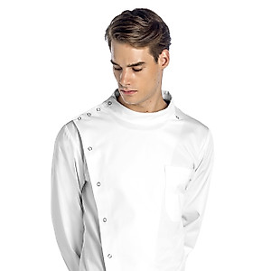 Dr. James Premium Howie Style Unisex Lab Coat for Men & Women, Cuffed Sleeves, Classic Fit, Snap Closing, 43" Length (S (Men S/Women M)) White