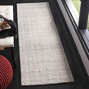 SAFAVIEH Abstract Collection Runner Rug - 2' x 12', Light Grey, Handmade Wool & Viscose, Ideal for High Traffic Areas in Living Room, Bedroom (ABT141E)
