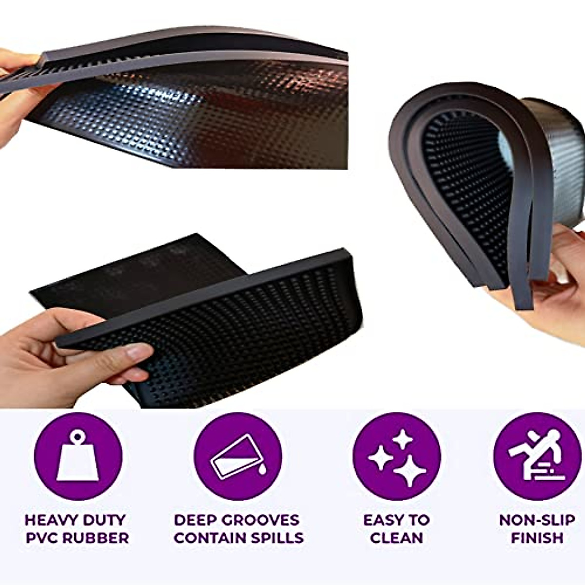 IMIYOKU Bar Mat Set of 3 Rubber Bar Service Spill Mat for Cocktail Bartender Coffee Bar or Countertop Mats Glass Drying Mat (Black, 18" x 12"+23" x 3"+12" x 6")