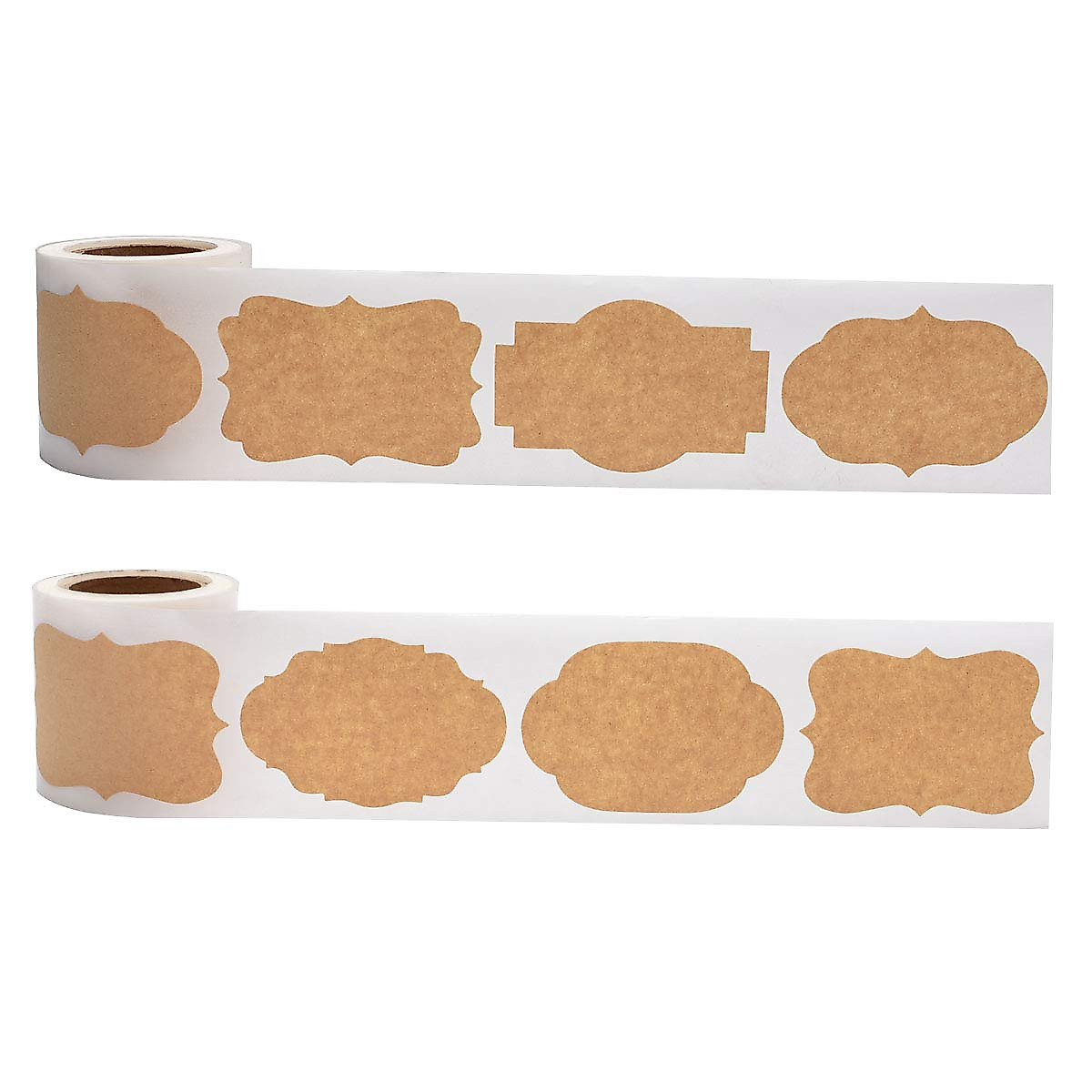 Cualfec Kraft Paper Tag Stickers Blank Labels for Christmas Package, Mason Jars, Bottles, Candle Containers 2" x 3" Large Labels - 100 x 2 Rolls
