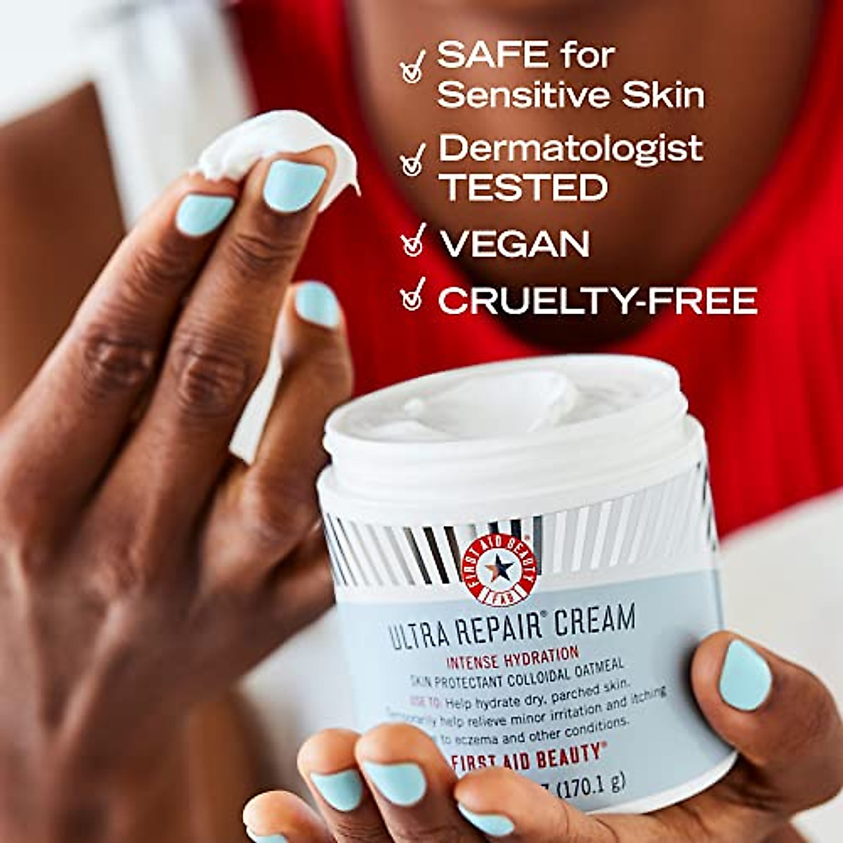 First Aid Beauty Ultra Repair Cream Intense Hydration Moisturizer for Face and Body Bundle – Classic 6 oz Jar + Bonus 1 oz Travel Size Tube