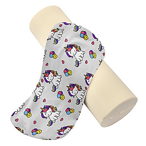 Vnurnrn Unicorns Neck Support Pillow Round Neck Roll Bolster Cylinder Pillow Cervical Pillows Body Pillow for Leg Knee Back Head Support for Work Women Men Traveling Headrest