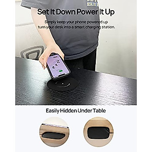 KPON Invisible Wireless Charger - 40MM(1.57") Under Desk Wireless Phone Charger - Hidden Charging Station for iPhone 14/13/12/Wireless Phones(Adapter Included)