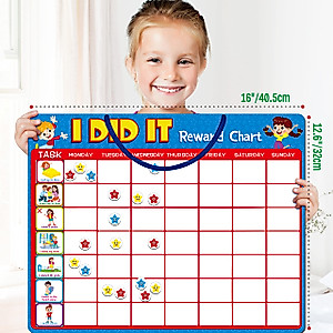 Magnetic Reward Chart, Dry Erase Kids Behavior Responsibility Task Board-84 Chores (including 7 Blanks), 272 Magnetic Stars, 8 Markers & 3 Name Cards-Good Behavior Daily Routine to motivate kids