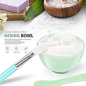 Teenitor Facial Mask Mixing Bowl Set, DIY Facemask Mixing Tool Kit with Silicon Face Mask Brush Facial Mask Bowl Stick Spatula Gauges Puff, Pack of 8, Green