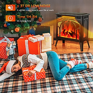 R.W.FLAME Electric Fireplace Heater 12 Flame Color, 25" Freestanding Fireplace Infrared Stove 500W/1500W, 3D Realistic Flame Effects, Adjustable Brightness and Heating Mode, Overheating Safe Design