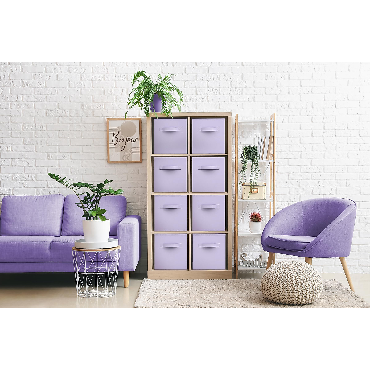 Sorbus Fabric Storage Cubes - 8 Foldable Storage Bins for Organizing Pantry, Cubbies, Toy Box - Clothes Storage & Closet Organizer - 11 Inch Collapsible Cube Baskets for Shelves with Handle