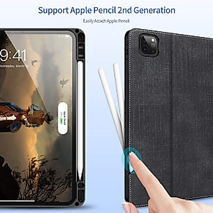 DTH-PANDA iPad Pro 11 inch Case for iPad Pro 11 4th/3rd/2nd/1st Generation 2022/2021/2020/2018,PU Leather Folio Bracket,with Pencil Holder and Pocket,Automatic Sleep/Wake Function (Crow Black)