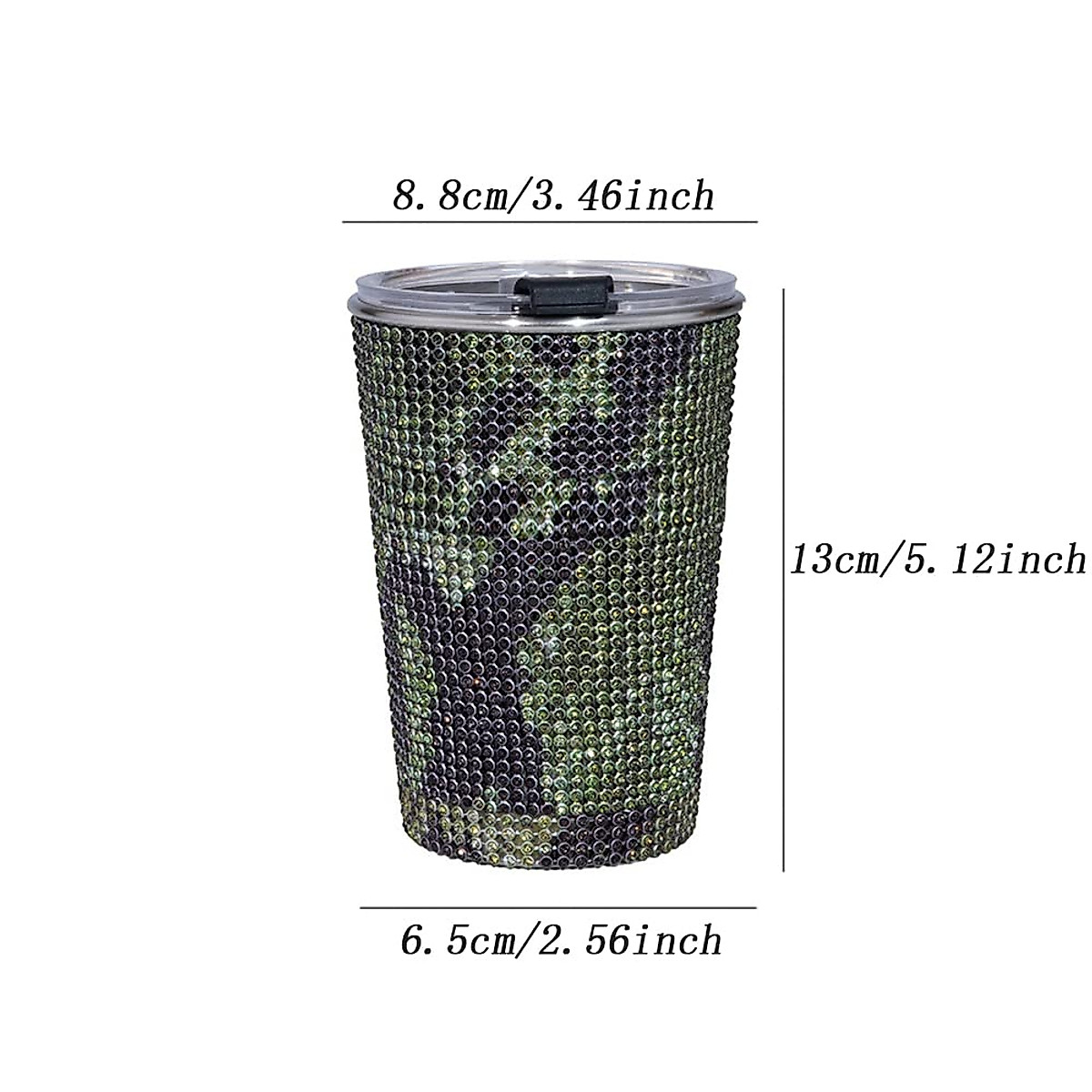 MYHOBBY 500ML Bling Rhinestone Tumbler Cup with Lid and Straw,Stainless Steel Thermal Bottle Vacuum Insulated Cup for Women,Snake Pattern
