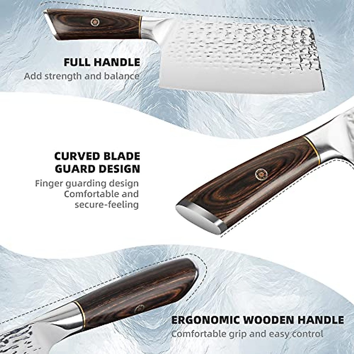 Meat Cleaver - Hand Forged Heavy Duty Meat Chopper - High Carbon Stainless Steel Butcher Knife - Kitchen Chopping Knife for Home Kitchen and Restaurant (Black)