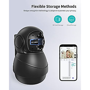 WiFi Camera for Home Surveillance, Baby Monitor with Motion Tracking, Pet Camera with Phone App 2 Way Audo/Night Vision