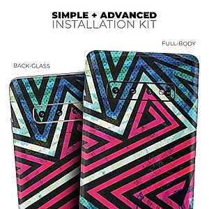 DesignSkinz Grungy Neon Triangular Zig Zag Shapes Protective Vinyl Decal Wrap Skin Cover Compatible with The Samsung Galaxy S20 (Screen Trim & Back Glass Skin)