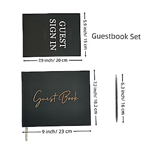 CejFur Guest Book Wedding Reception with Pen 9"x7.2" Hardcover Guestbook for Wedding, Baby Shower, Bridal Shower, Graduation Party, Funeral, 100 Pages Guest Sign in Book (Black)