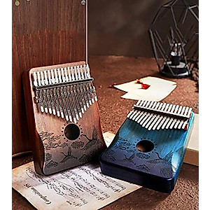 17 Keys Kalimba Mahogany/Acacia Thumb Piano Mbira African Musical Instrument Finger Piano Gifts for Kids and Adults Beginners Teclado Instrumento (Crane, Gradient Brown)