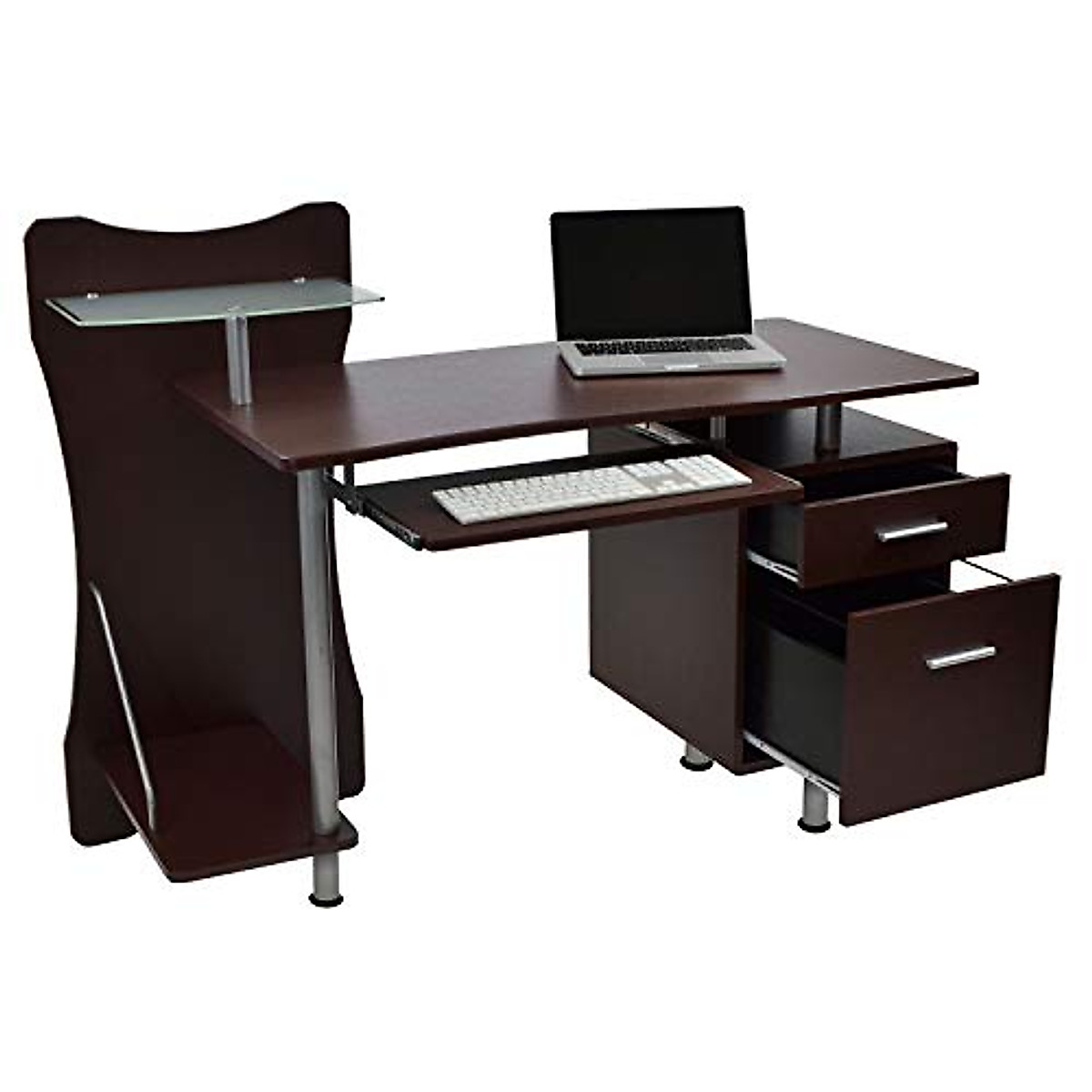Techni Mobili RTA-325-CH36 Stylish Computer Desk with Storage, Chocolate, 22.25" D x 51.25" W x 39.5" H