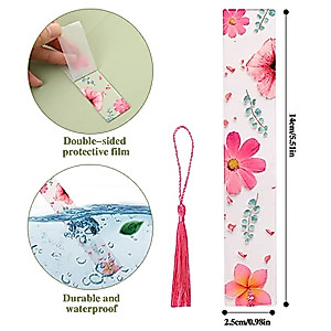 10 PCS Flower Resin Bookmarks Clear Floral Bookmarks Cute Bookmarks Dried Flower Page Marker with Tassels for Book Lovers Reader Teachers Students Women