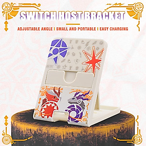 Carrying Case Compatible with Nintendo Switch Oled（Scarlet & Violet ),Switch Oled Case Cover with Screen Protector,Playstand,Thumb Grip Caps for Nintendo Switch Oled.
