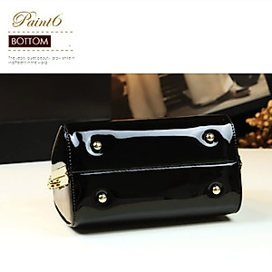 Shirt Luv Genuine Leather Women's Top Handle Satchel Crossbody Handbags Evening Bag Purses Small Hard Shoulder Bags (Black)