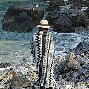 BlossoME Knit Blanket Throws 50”*66” Black/All Season Boho Throws/Decorative Blanket Throws for Chairs, Couch, Sofas, Beds/Black & Grey Thermal Throw Blankets for Gifts