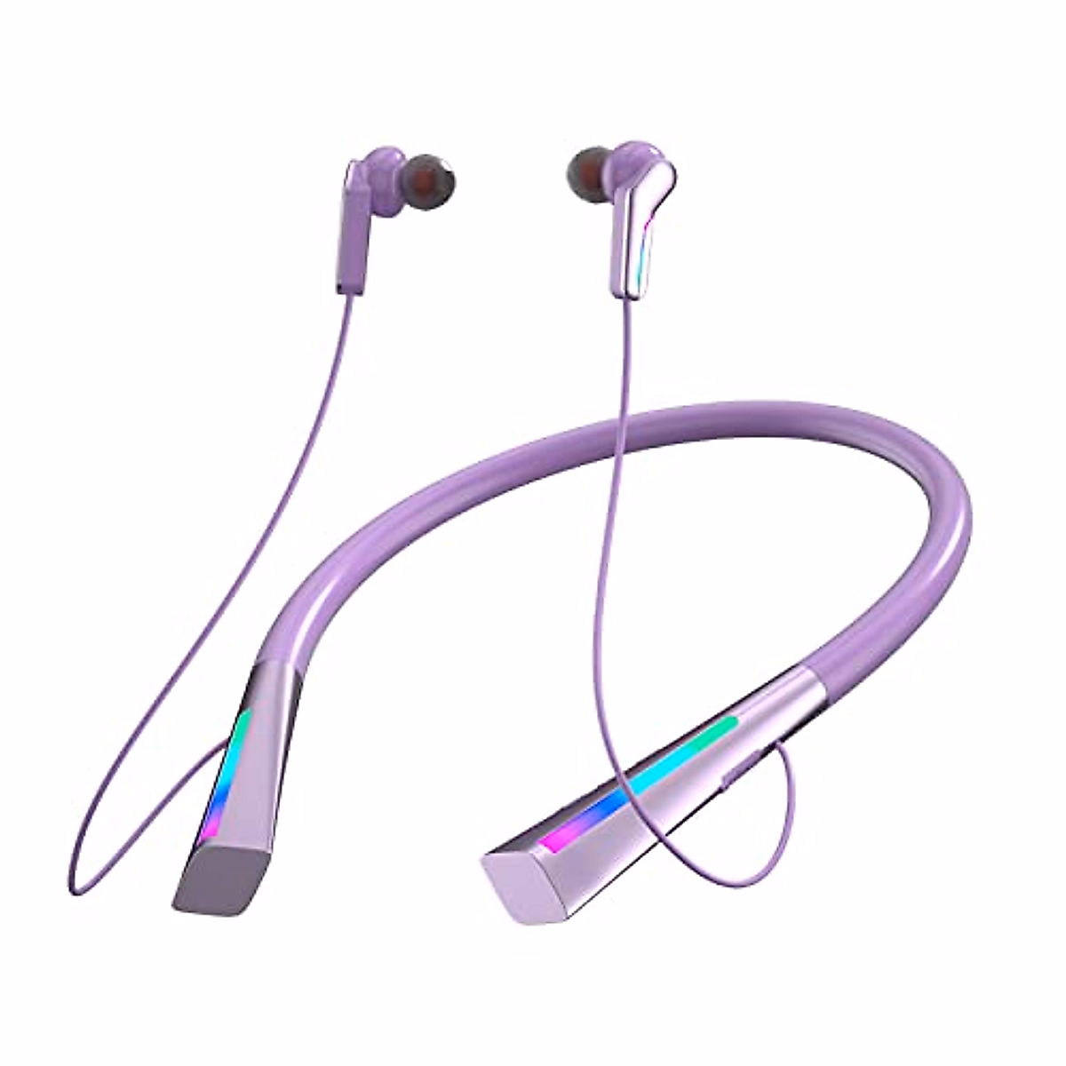 Cagogo RGB Atmosphere Light in Ear Wireless HiFi Sports Bluetooth Headset Neckband Bluetooth 5.3 Headphones Active Noise Reduction Ear Buds USB Rechargeable 50H Long Playtime
