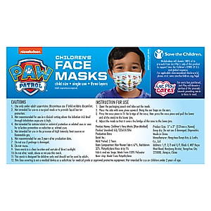 Just Play Children’s Single Use Face Mask, Paw Patrol, 14 count, small, Ages 2 - 7, Kids Toys for Ages 2 Up