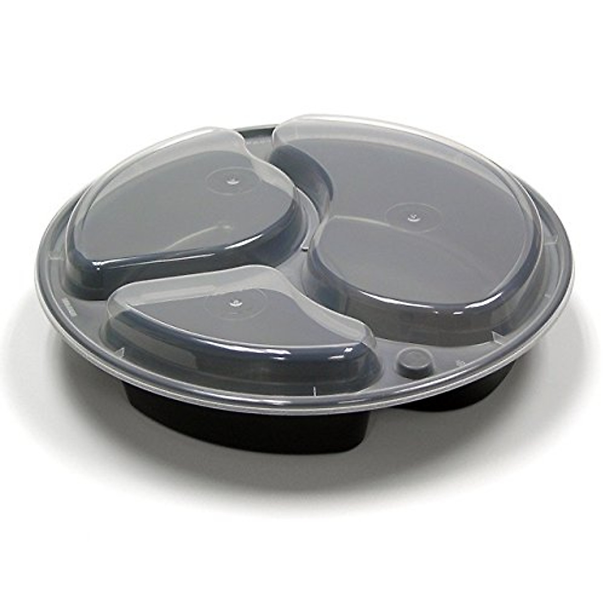 50pcs 48oz Meal Prep Round Containers 3 Compartment w/Lids Food Storage 25 set
