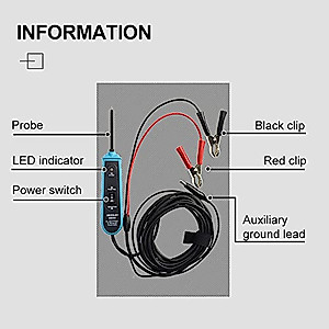allsun 6-24Vdc Automotive Electric Circuit Tester Power Circuit Probe Detector Car Diagnostic Repair Tool,Test Light Continuity/Polarity of a Voltage,Cable Length 5m(16ft)