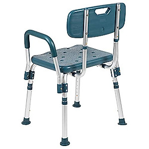 Flash Furniture HERCULES Series 300 Lb. Capacity Adjustable Navy Bath & Shower Chair with Quick Release Back & Arms