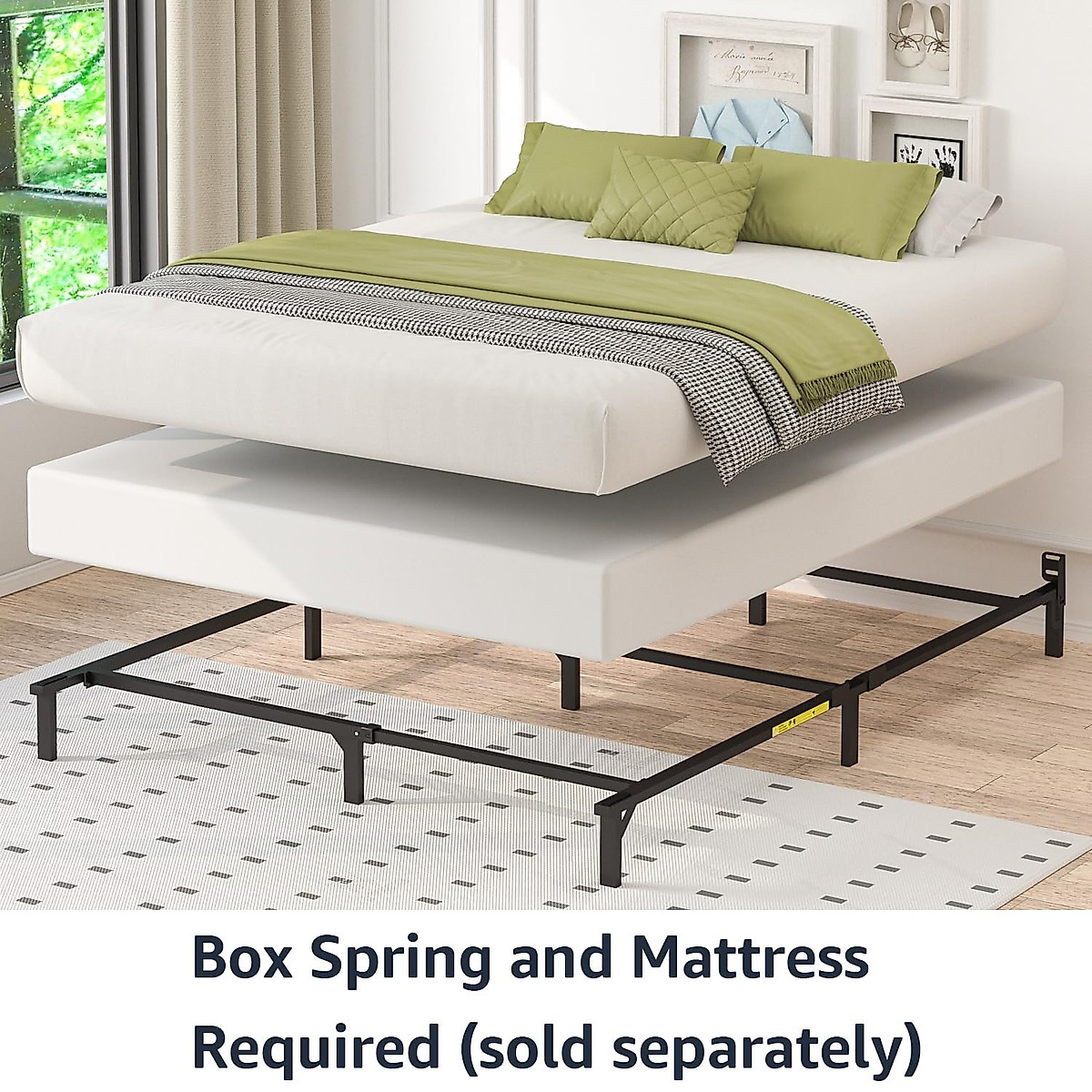 Amazon Basics Metal Bed Frame, 9-Leg Base for Box Spring and Mattress - Queen, 79.5 x 60-Inches, Tool-Free Easy Assembly