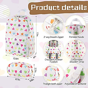 Redbaker 6 Pcs Kids Luggage Set 17 Inch Kids Rolling Luggage Gift for Double Pattern Christmas Kids Suitcase for Girls Boys Kids Suitcase(White,Love Style)