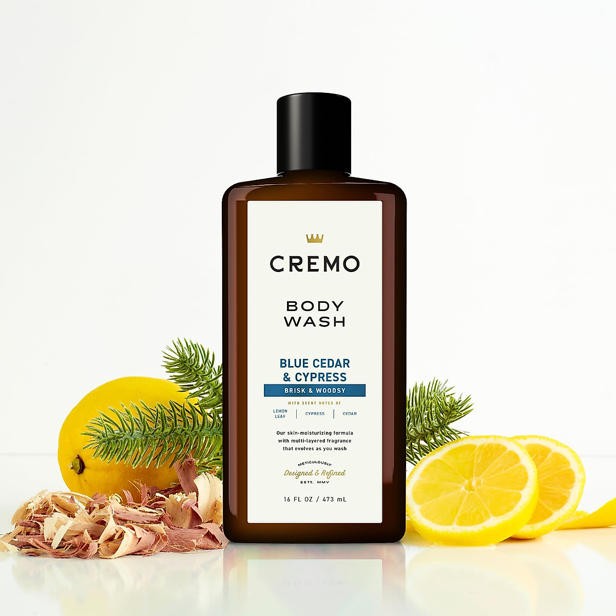 Cremo Rich-Lathering Blue Cedar & Cypress Body Wash, A Woodsy Scent with Notes of Lemon Peel, Cypress and Cedar, 16 Fl Oz (2-Pack)