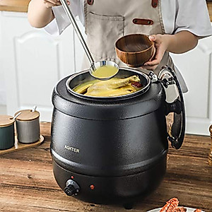Agkter Electric Soup Warmer With Spoon 10.5-Quart Black