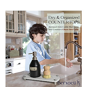 Instant Dry Sink Organizer - Fast Drying Stone Sink Caddy Countertop Tray - Water Absorbent Stone for Kitchen & Bathroom - Diatomaceous Earth Bottle Drying Rack Mat - Dish Sponge Countertop Organizer…