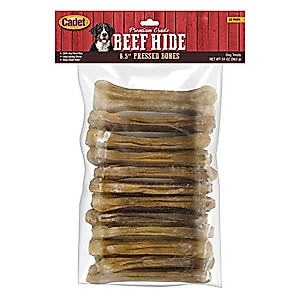 Cadet Premium Grade Pressed Beef Hide Bones 6.5 Inch, 12 Pack