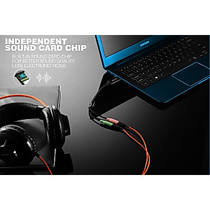 USB Audio Adapter, DuKabel USB to 3.5mm Jack TRS AUX Adapter for Built-in Chip USB Sound Card for Headset with Separate Plug TRS 3 Pole Microphones [Metal Housing & Durable Braided / 9.8inch]