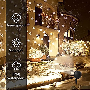 Christmas Projector Lights Outdoor Snowflakes Indoor Projection Snowfall Lights Xmas Show LED White Spotlight Waterproof for New Year Holiday Party Wedding House Garden Patio Outside Decorations, Black