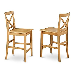 East West Furniture PBS-OAK-W Pub Counter-Height Bar Stool - Pub Height Kitchen Chairs, Set of 2, Oak