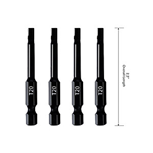 T25 Torx Bits (24 Pack - 2 Inch Impact Grade) 6 Point Torx Star Bit with Hex Shank - Hardened CRM Steel Alloy - Case Included