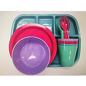 24 pc Kids Dinner Set by Mainstays, BPA free, Microwave/dishwasher safe, toddler snack/meals, mixed colors