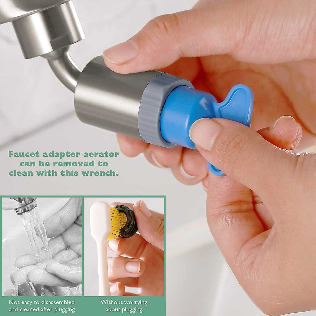 720° Faucet Aerator, 3-function Bathroom Faucet Aerator, Swivel Sink Aerator Head, Kitchen Sink Faucet Head,Faucet Sprayer Attachment 55/64-27UNS Female Thread, Faucet Nozzle Brushed Nickel