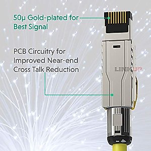 LINKUP - [GHMT & DSX8000 Certified] Cat8 Ethernet Patch Cable S/FTP 22AWG Double Shielded Solid Cable | 2000MHz 2GHz 40Gbps | 5th-Gen Ethernet LAN Network 40G Structure Wires |Yellow| 1 M (3.3ft)