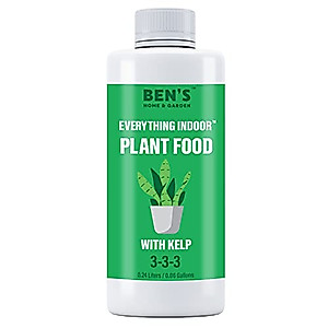 Ben's Home & Garden Everything Indoor Plant Food with Kelp | Liquid Concentrate Indoor Plant Fertilizer 3-3-3 All Purpose Plant Food for House Plants (8 Ounce)