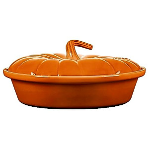 Le Creuset Stoneware Figural Pumpkin Baker with Lid, 9", Persimmon