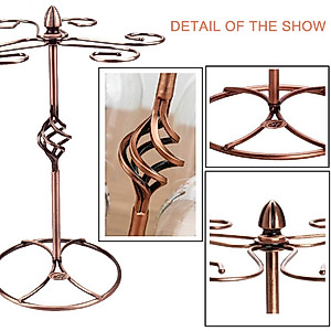 Wine Glass Rack, Countertop Wine Glass Holder, Elegant Freestanding Tabletop Stemware Storage Rack/Wine Glass Stand Racks Holder with 6 Hooks Kitchen Glasses Accessories for Home Bar Storage, Bronze